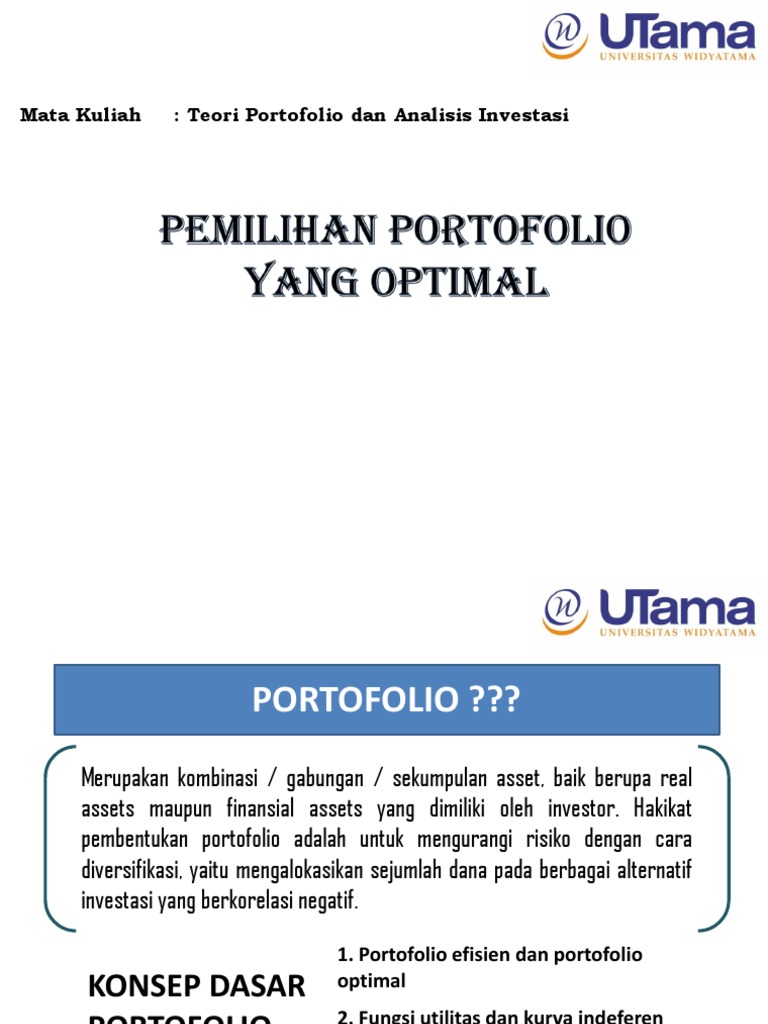 Portofolio Optimal | PDF | Pengelolaan Keuangan & Uang