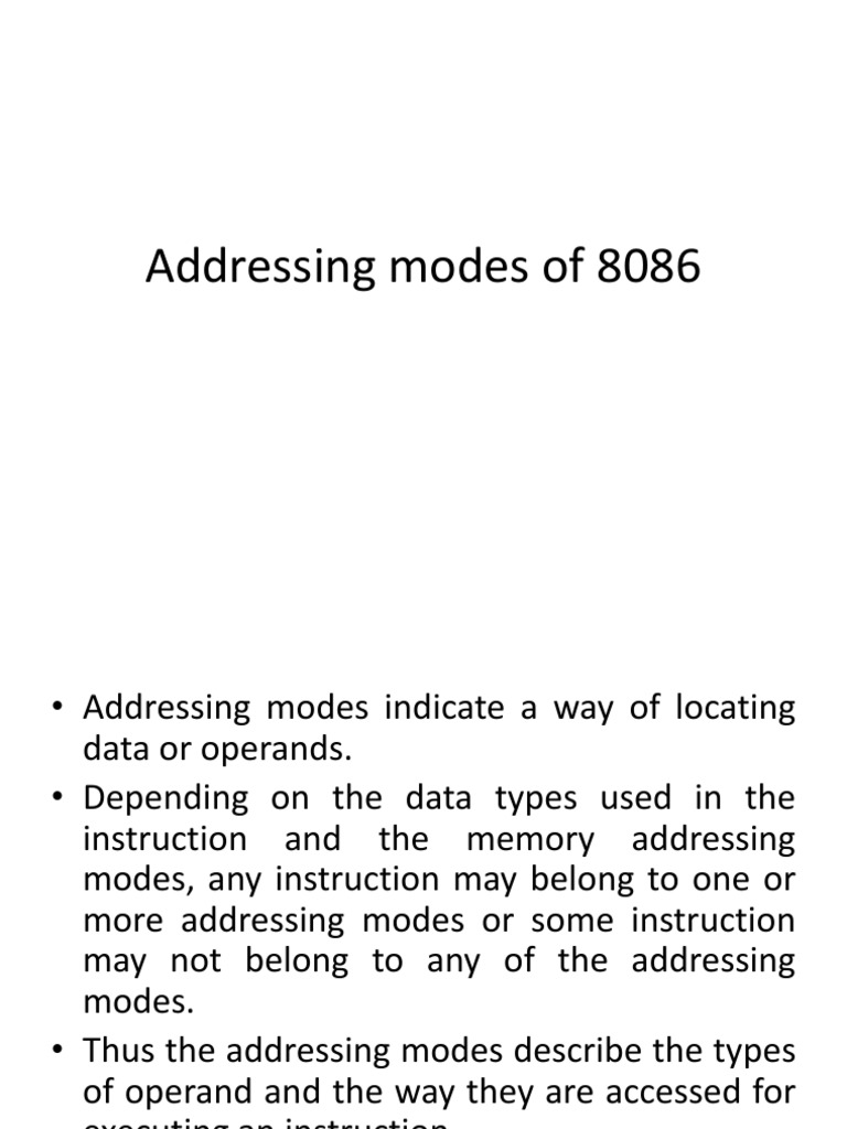 Addressing Modes of 8086 | PDF | Computer Science | Central Processing Unit