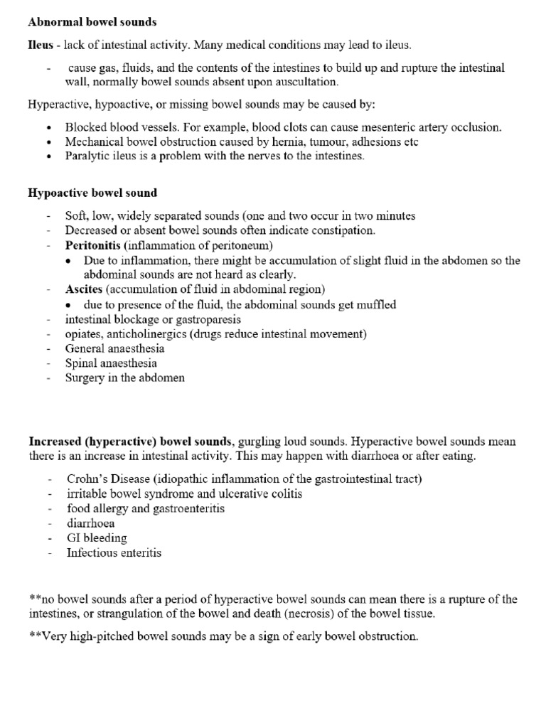 Abnormal Bowel Sound | PDF