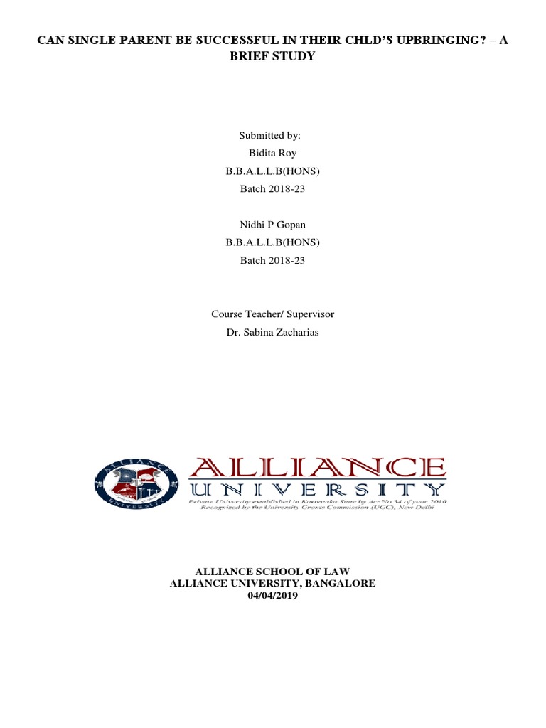 Can Single Parent Be Successful in Their CHLD'S Upbringing? - A Brief ...