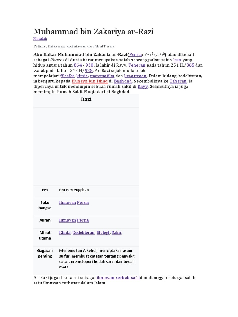 Biografi Ar Razi | PDF | Agama & Spiritualitas