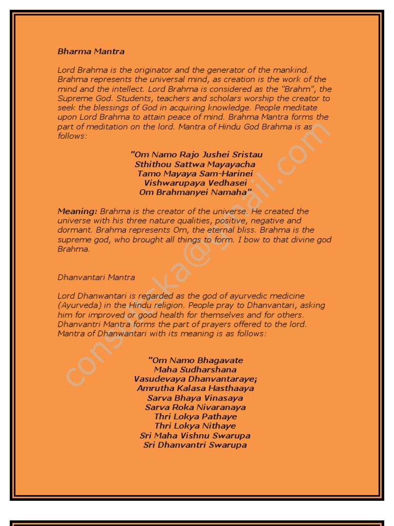 Hindu Mantras With Meanings | PDF