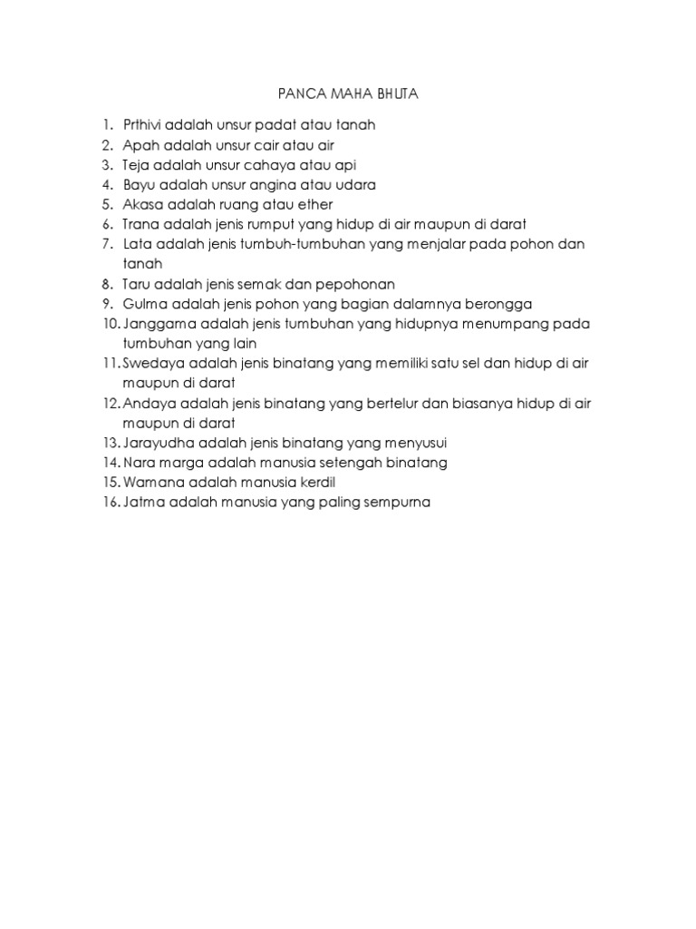 Panca Maha Bhuta | PDF