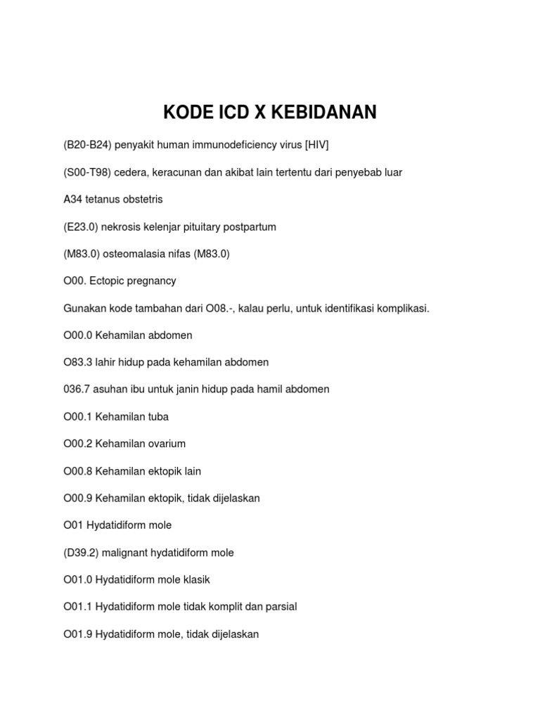 Kode Icd X Kebidanan | PDF