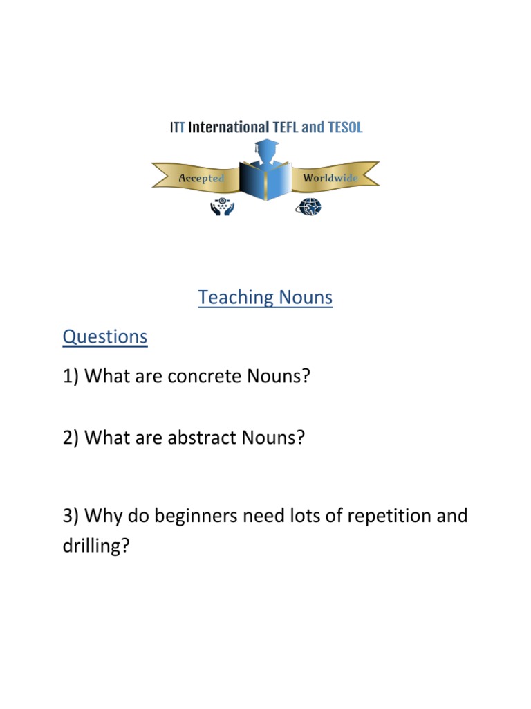 Teaching Nouns Questions: 1) What Are Concrete Nouns? 2) What Are ...