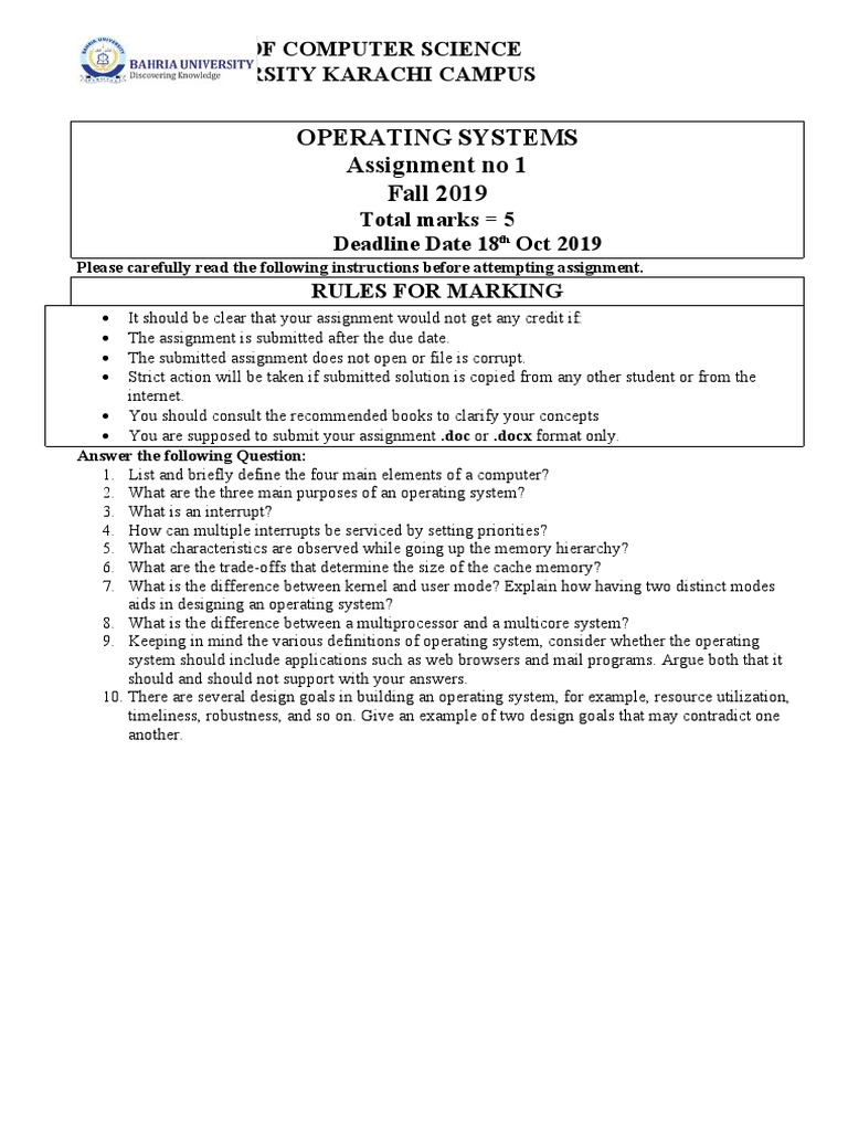 Operating Systems Assignment Guidelines | PDF