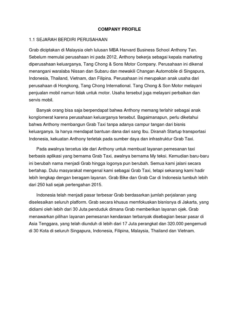 Company Profile Grab Indonesia | PDF