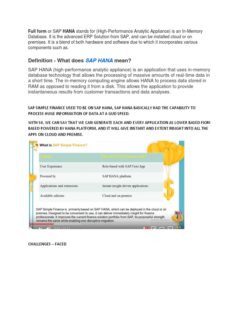 Definition - What Does Mean?: Sap Hana | PDF | Sap Se | Application ...