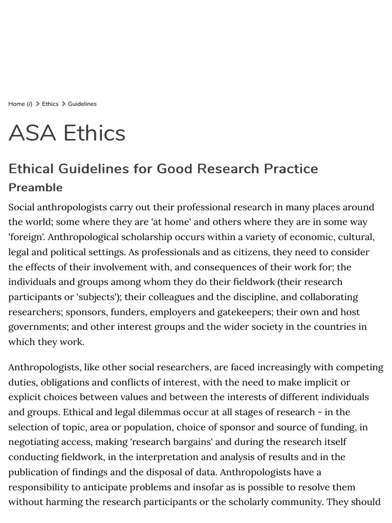 Ethical Guidelines | PDF | Anonymity | Anthropology