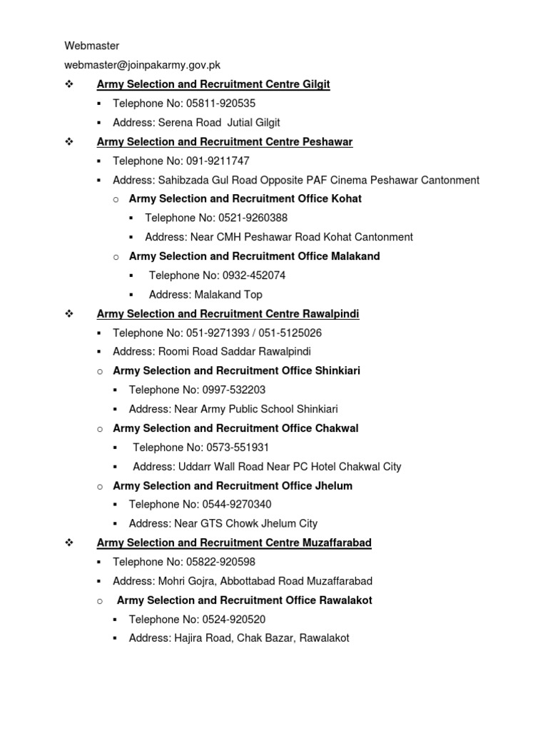 Army Selection and Recruitment Centre Gilgit | PDF | Pakistan