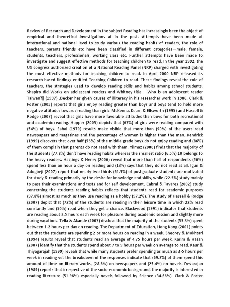 Reading Habits and Academic Success | PDF | Reading Comprehension ...