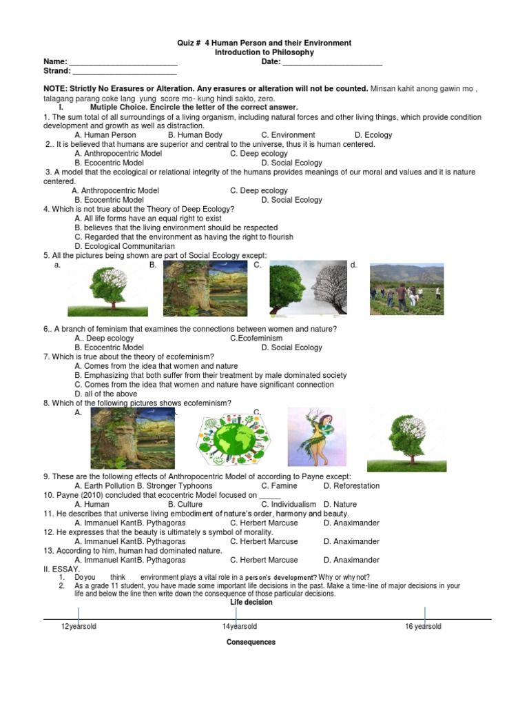 Quiz # 4 Human Person and Their Environment | PDF | Ecology ...