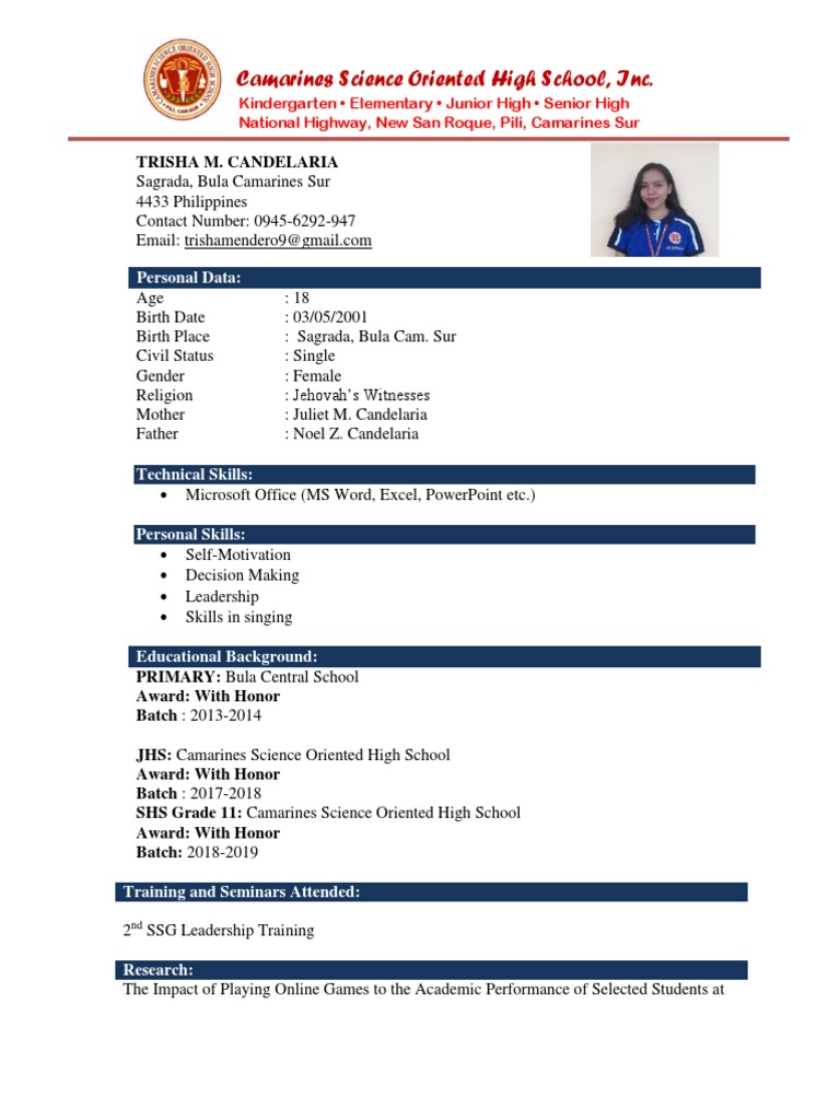 Curriculum Vitae Format | PDF | Microsoft Office | Middle Schools