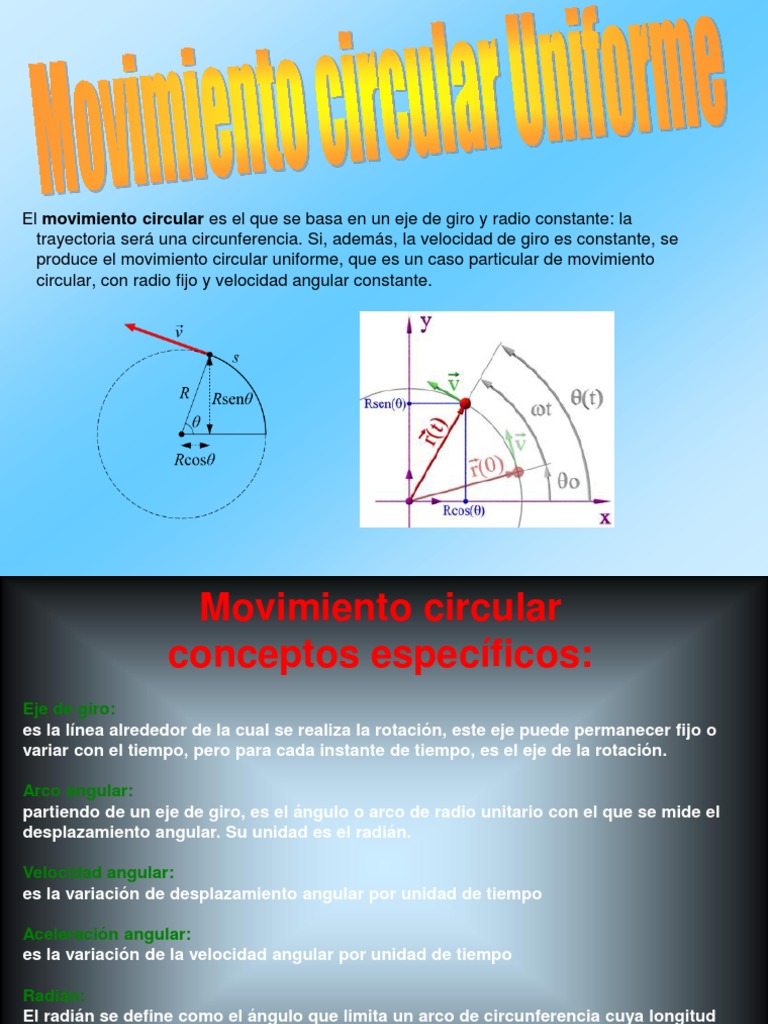 Movimiento Circular Uniforme | PDF | Rotación | Mecanica clasica