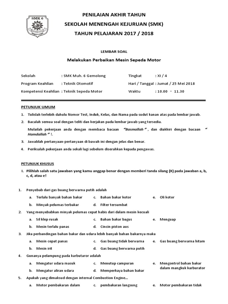 Soal PMSM SMT 4 | PDF