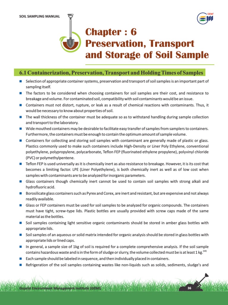 Soil Sample Preservation and Transport Guide | PDF | Containerization ...