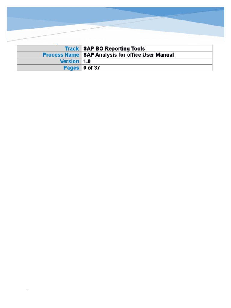 SAP BO Analysis For Office | PDF | Microsoft Excel | Plug In (Computing)