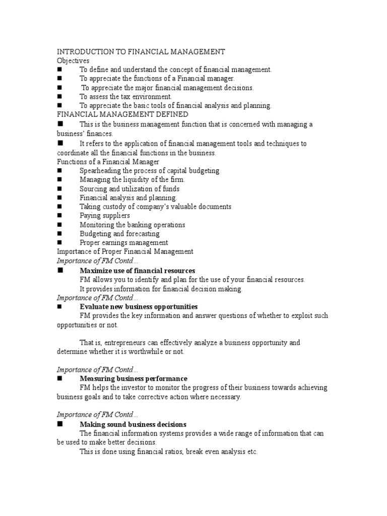 Financial Management Basics | PDF | Dividend | Working Capital
