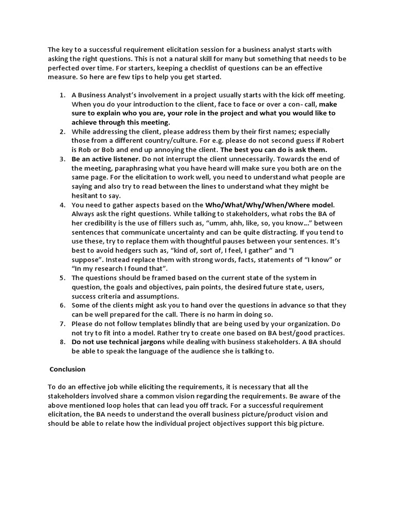 Requirement Elicitation Tips | PDF | Psychological Concepts | Communication