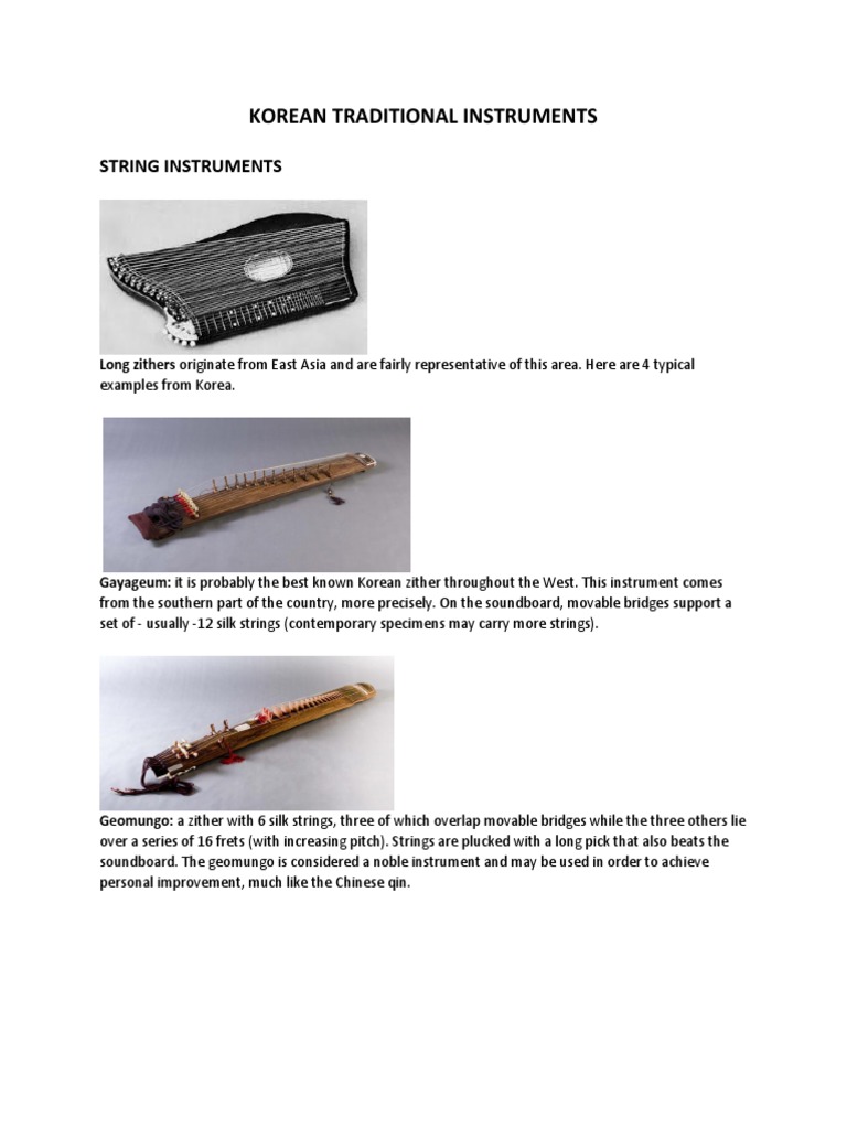 Korean Traditional Instruments | PDF | String Instruments | Flute