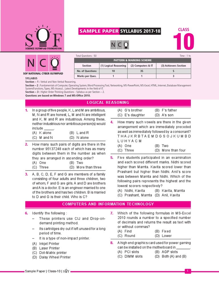 Design Output Nco - Sample - Paper - Class-10 PDF | PDF | Printer ...