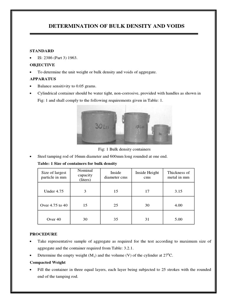 Determination of Bulk Density and Voids | PDF