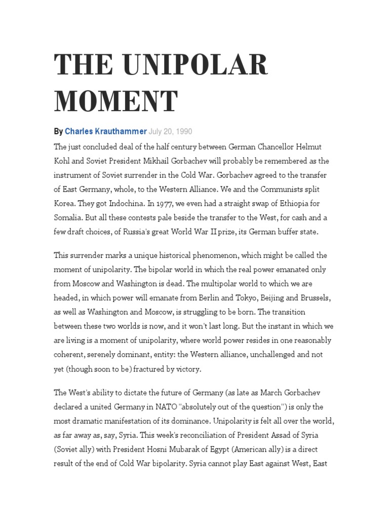 The Unipolar Moment Explained | PDF | Superpowers | Soviet Union