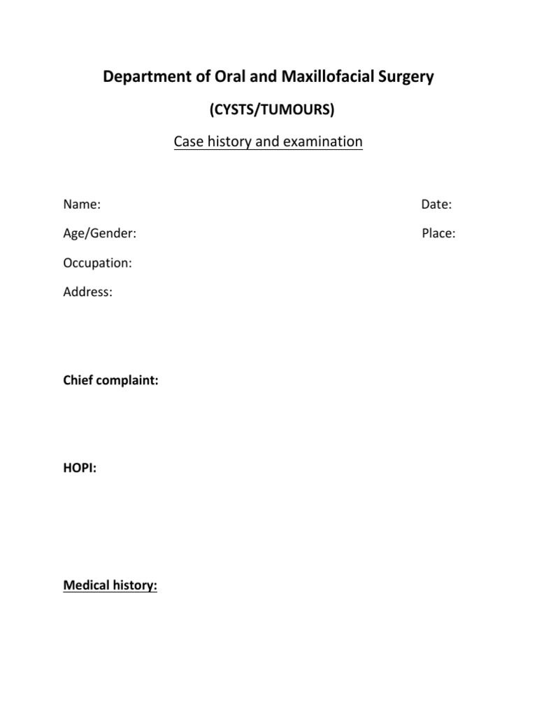 Oral Surgery Case History Template | PDF