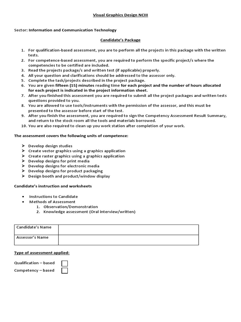 Visual Graphics Design NCIII (Assessment Package) | PDF | Graphics ...