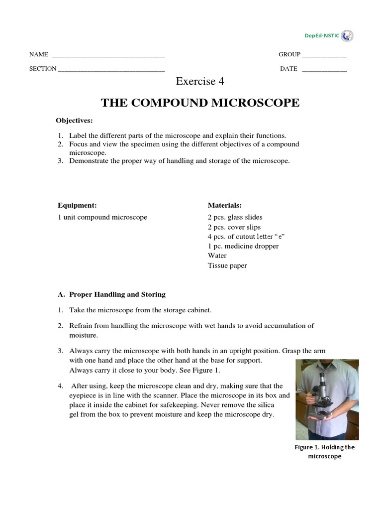 Compound Microscope Handling and Use | PDF | Atomic | Laboratory Techniques
