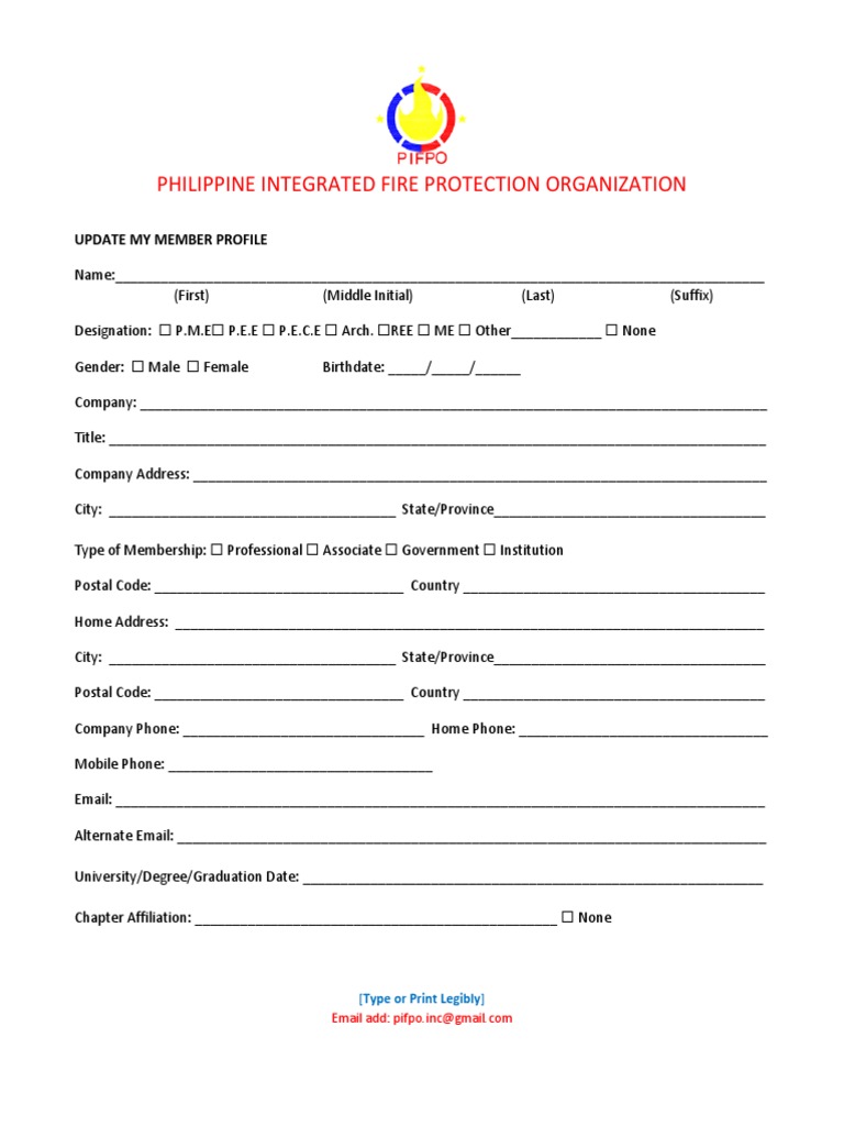 PIFPO Membership Profile Update | PDF