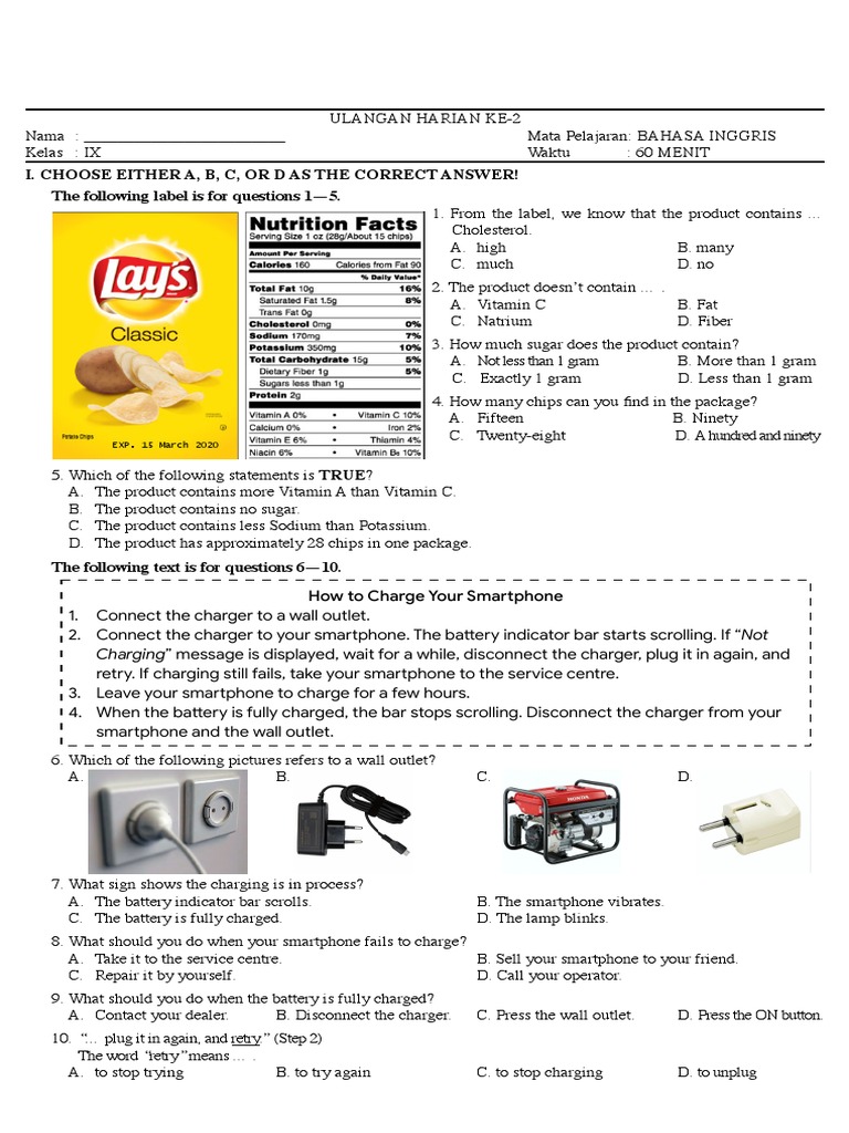 Soal Bahasa Inggris Label, Procedure Text | PDF | Food Ingredients ...