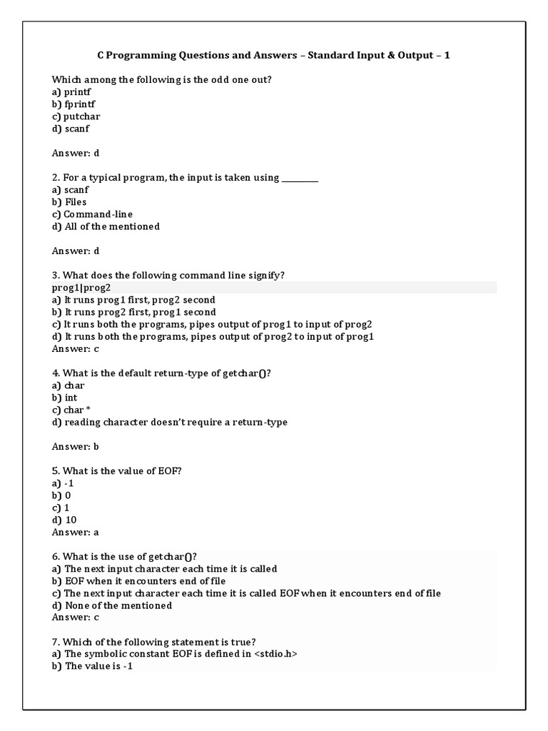 C MCQ | PDF | C (Programming Language) | Computer Programming
