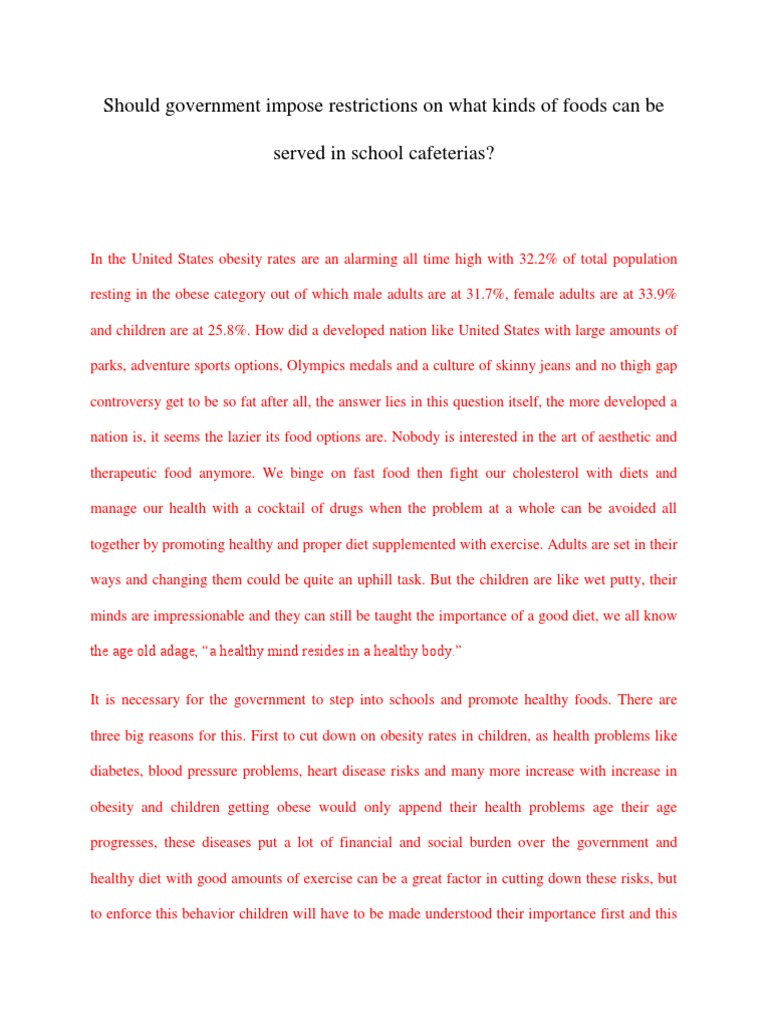 Government Food Restrictions in Schools | PDF | Healthy Diet | Obesity