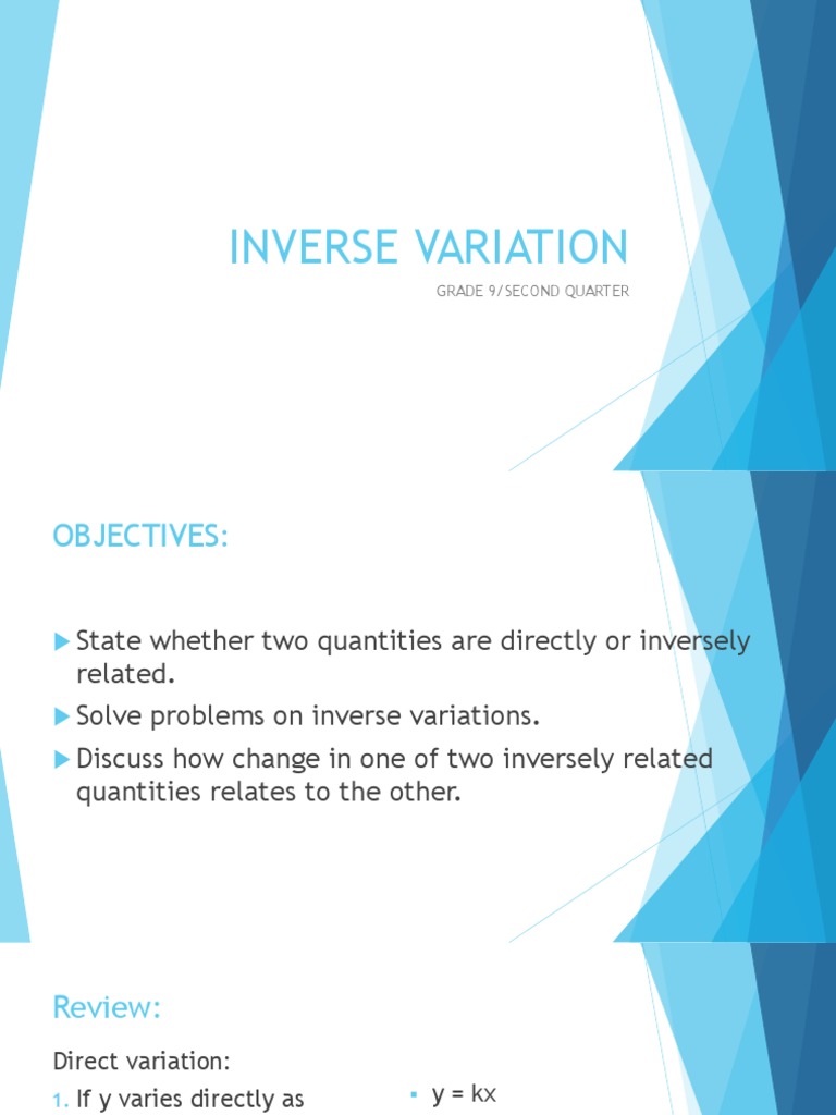 Inverse Variation: Grade 9/second Quarter | PDF | Cognition | Cognitive ...