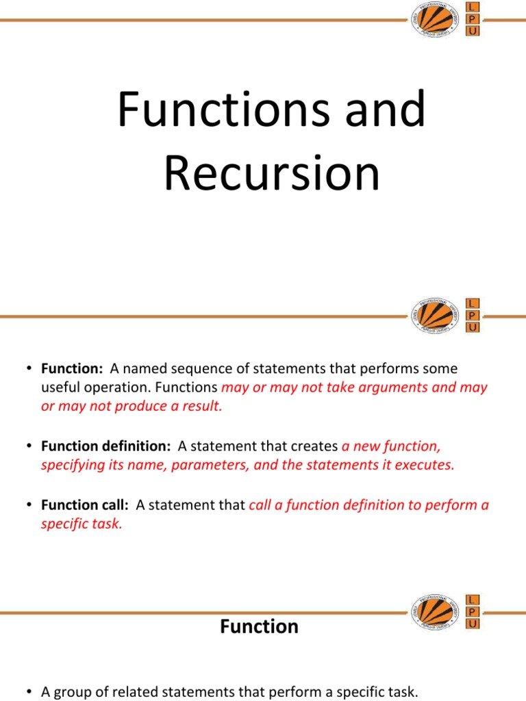 Functions And Recursion Pdf Parameter Computer Programming Subroutine