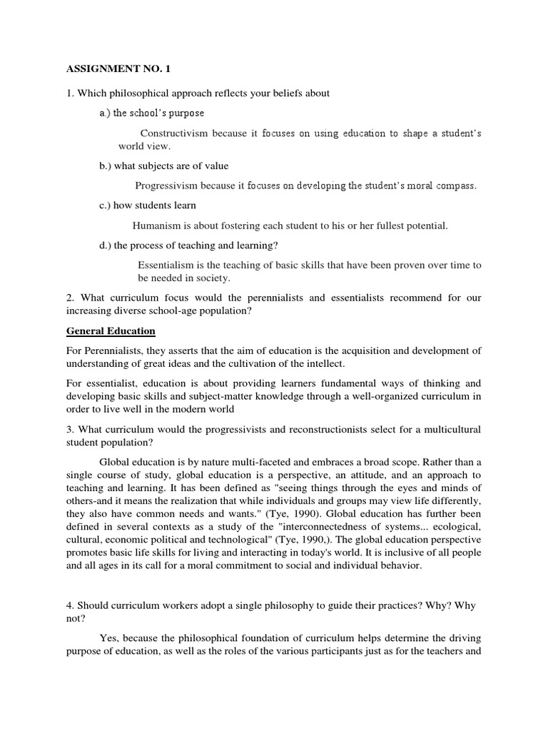 Curriculum Development Assignment No.1 | PDF | Curriculum | Learning