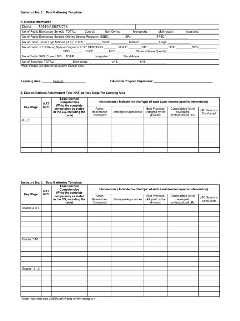 Data gathering template for science programs | PDF | Mechanics | Nature