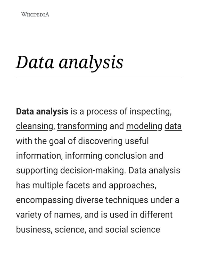 Data Analysis - Wikipedia | PDF | Data Analysis | Data
