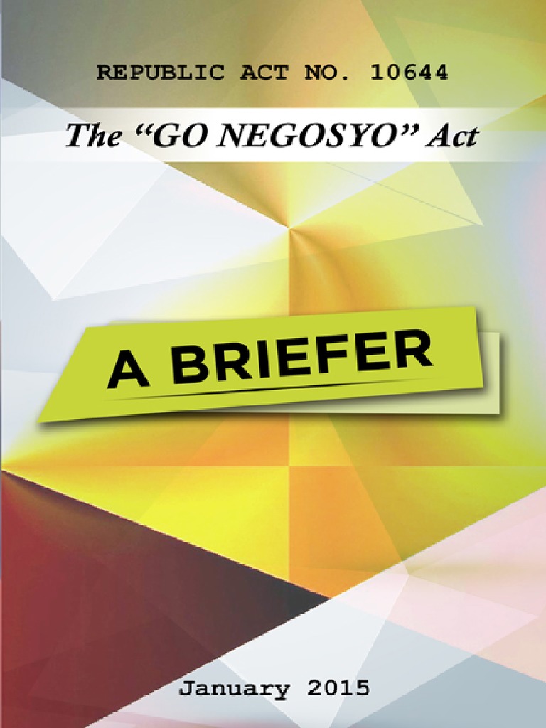 Go Negosyo Act | PDF | Entrepreneurship | Small And Medium Sized ...