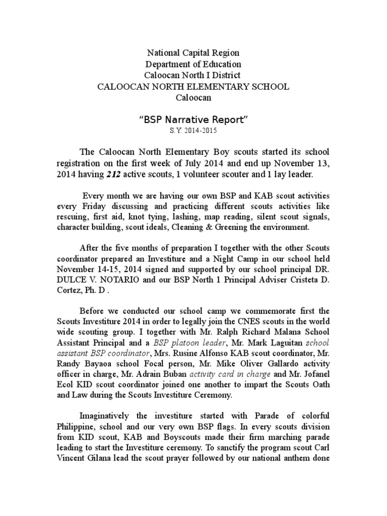BSP Narrative Report | Download Free PDF | Scouting | Youth Movements