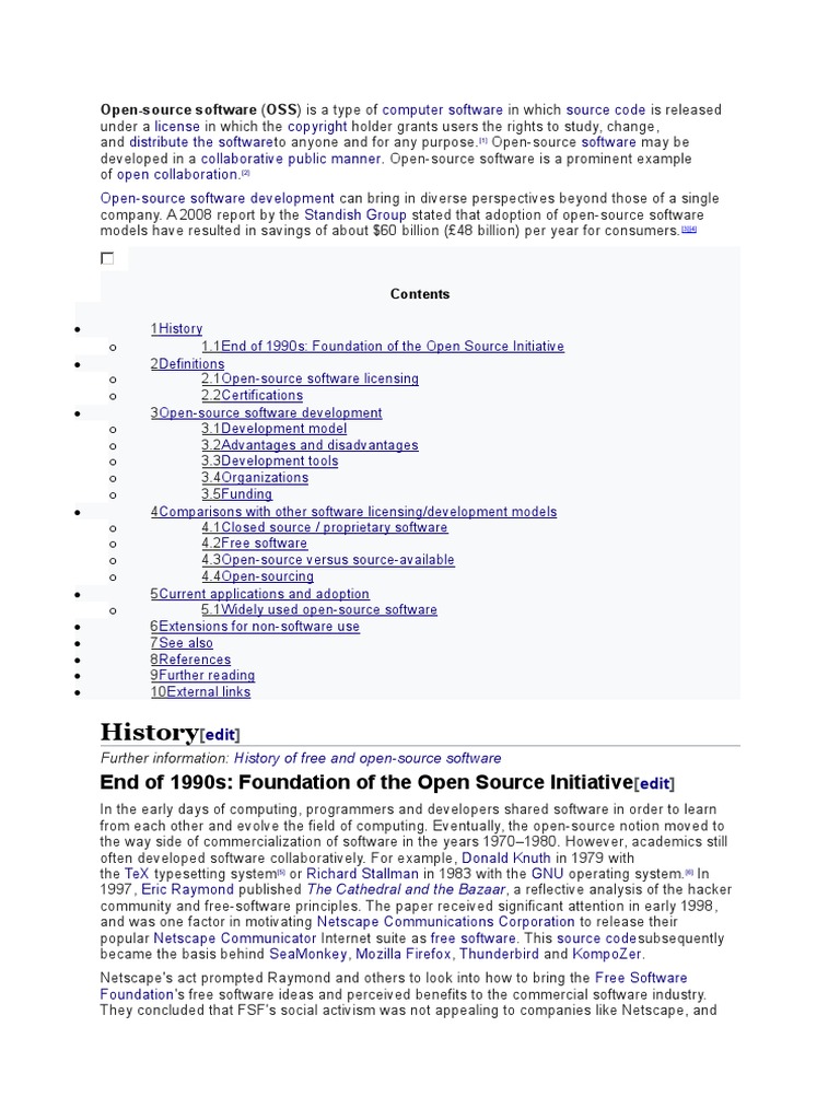 History: End of 1990s: Foundation of The Open Source Initiative | PDF ...