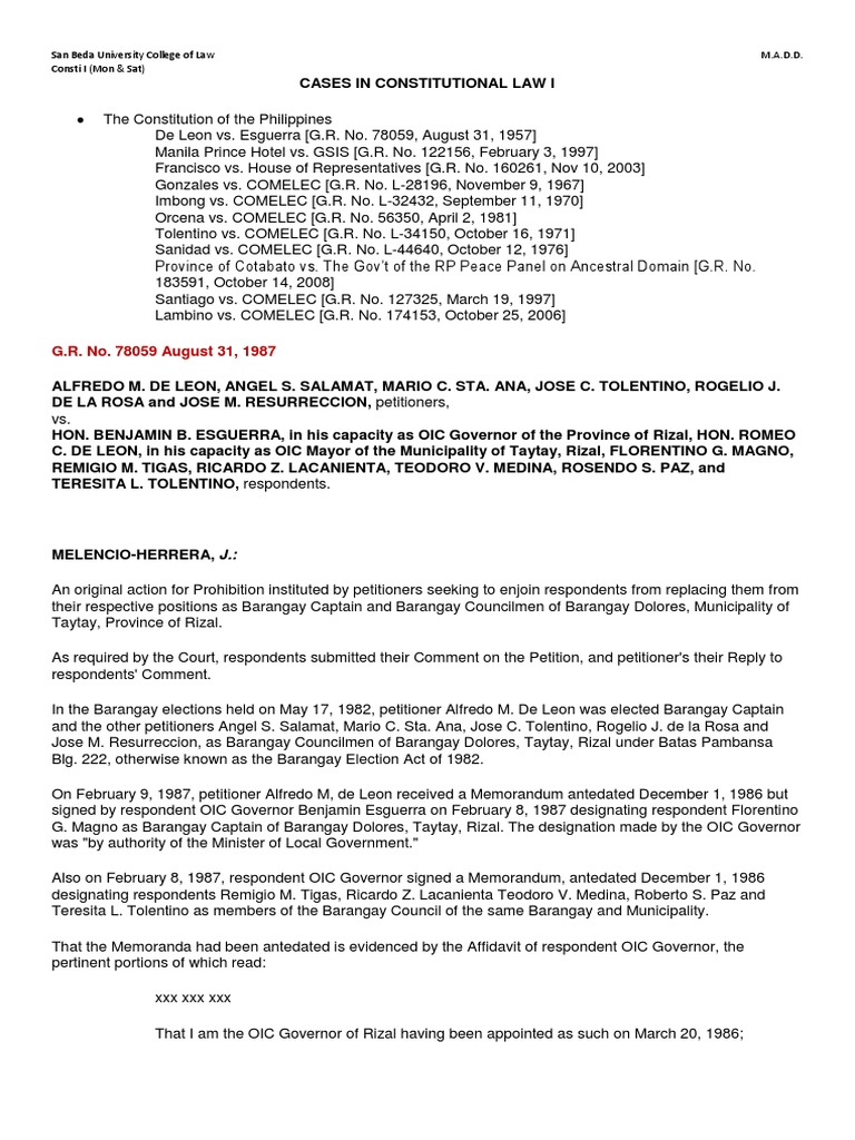 Cases in Constitutional Law I | PDF | Constitutional Amendment | Ratification