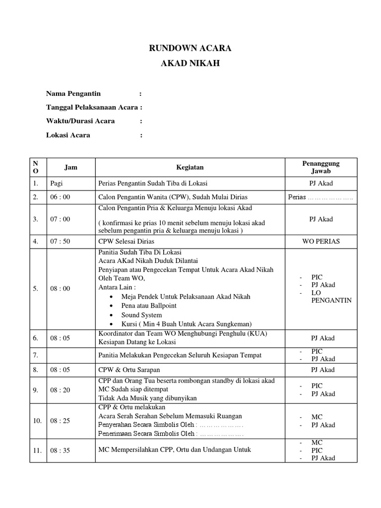 Rundown Akad Nikah | PDF
