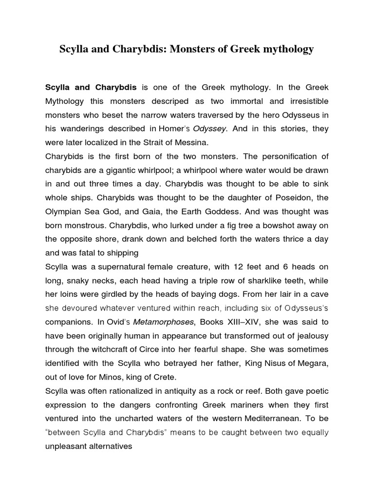 Charybdis And Scylla Story