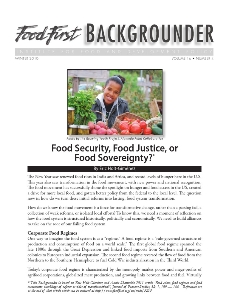 Food Security, Food Justice, or Food Sovereignty?: Institute For Food ...