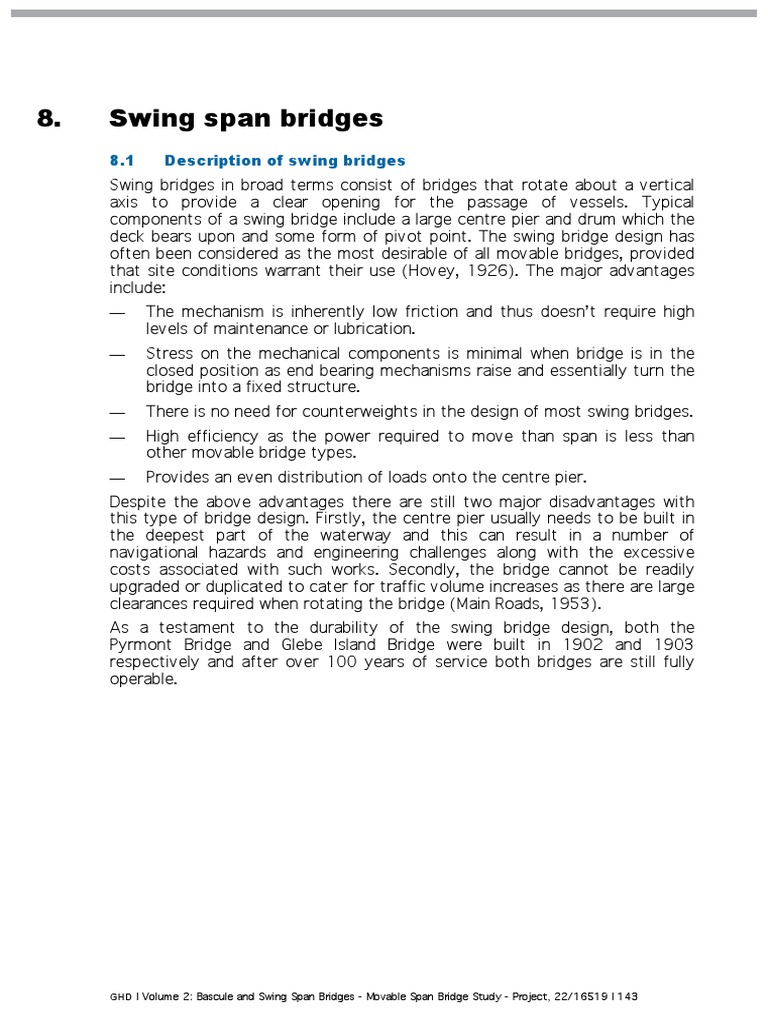 Moveable Span Bridge Study Volume 2 Bascule and Swing Span Bridges Part ...