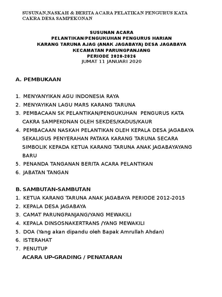 Susunan Acara Karta Ajag | PDF