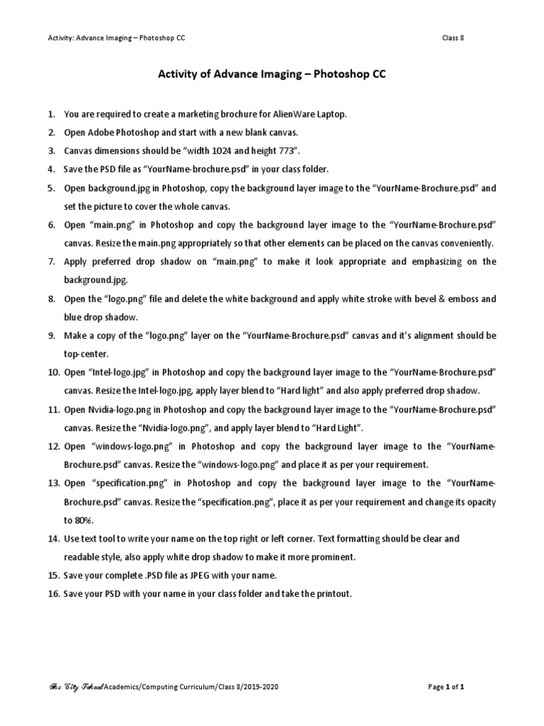 Advance Imaging - Activity Handout | PDF | Business