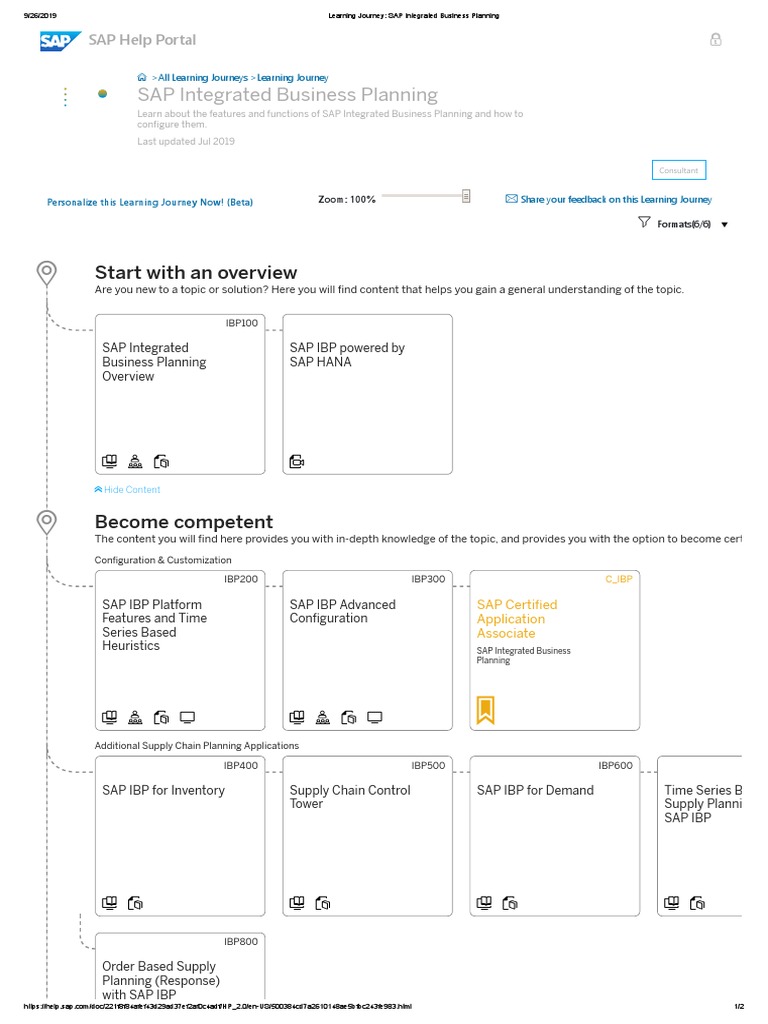 Learning Journey - SAP Integrated Business Planning | PDF | Sap Se ...